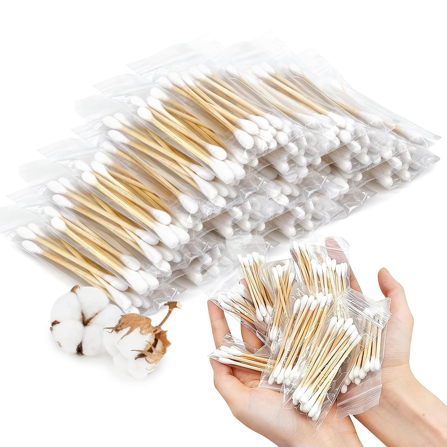 500 Pcs (50 Packs of 10) Travel Size Cotton Swabs Individually Wrapped ...