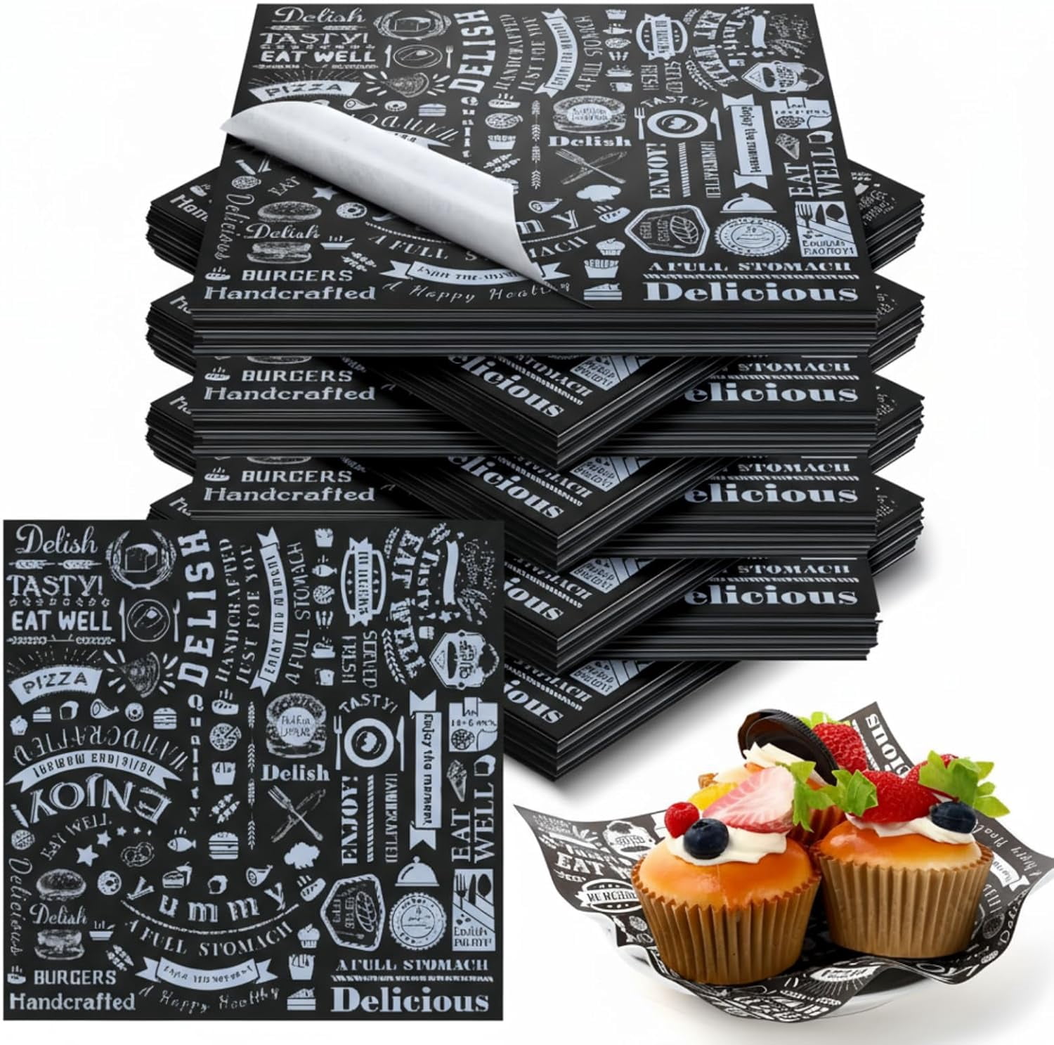 500 Pcs 7 x 7 Inch Deli Wax Paper Sheets Sports Party Grease Resistant ...