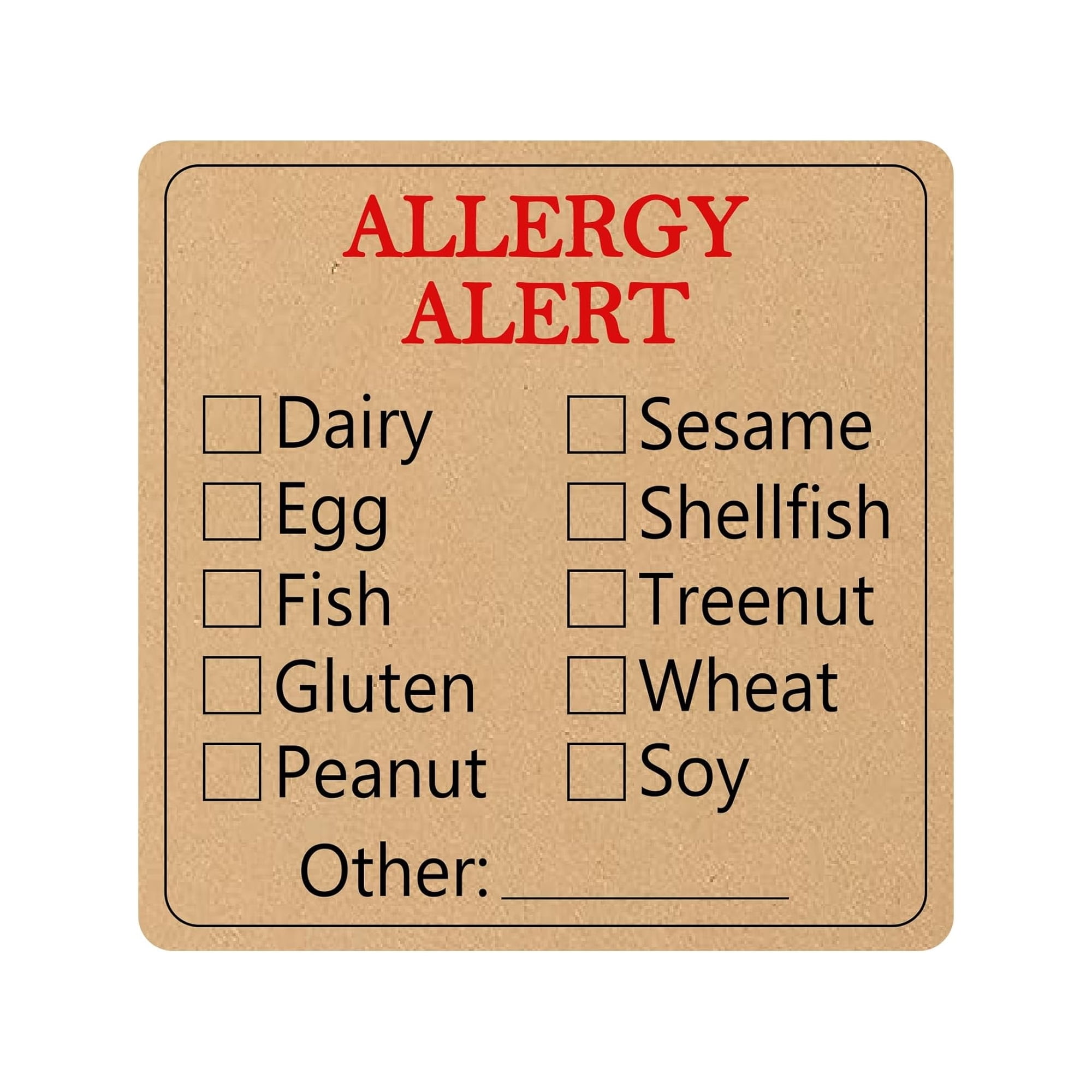 500 Pcs Allergen Warning Stickers Labels 2 Inch Kraft Allergy Warning ...