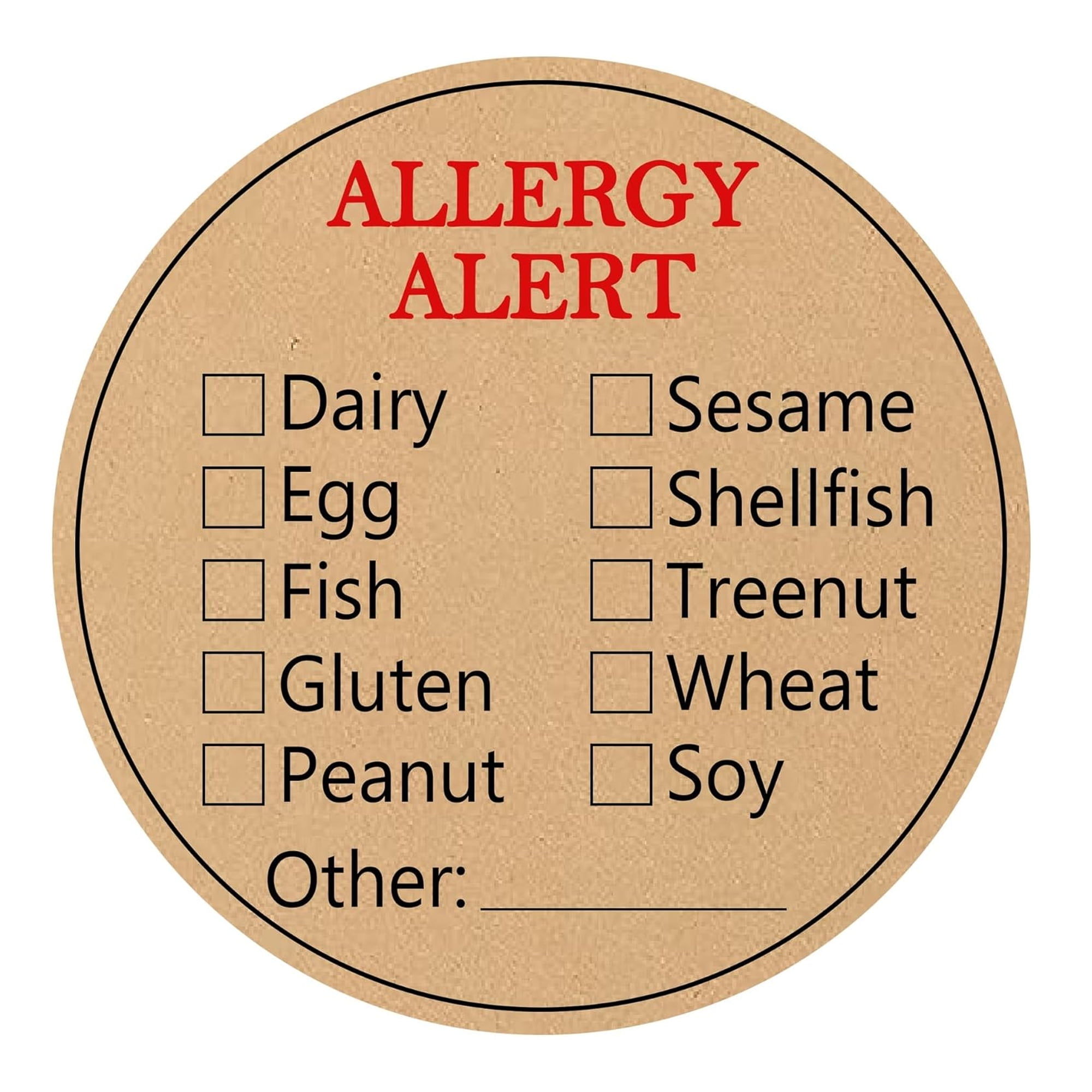 500 Pcs Allergen Warning Stickers Labels 2 Inch Kraft Allergy Warning ...