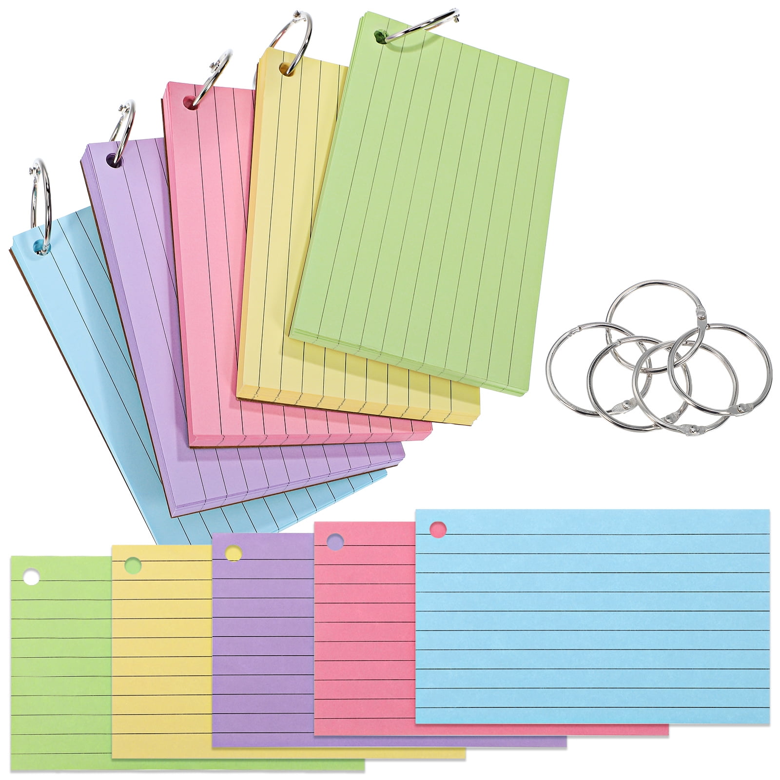 Paper Flash Cards with Rings for Writing Use Assorted Pcs Portable Size ...