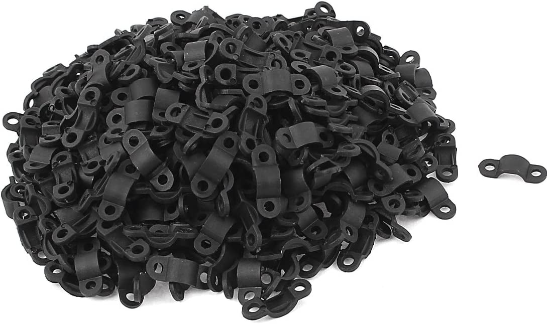 500 Pcs Black Plastic Arc Shaped Cable Clamp Wire Fastener Fixing Clip ...