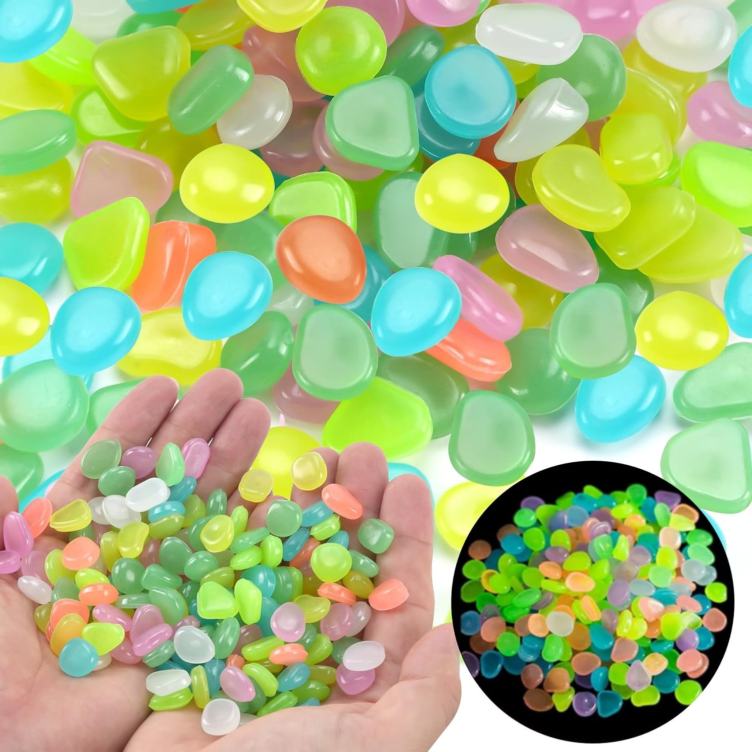 500 Pcs Colorful Artificial Moss Rocks,Mini Luminous Pebbles,Garden ...