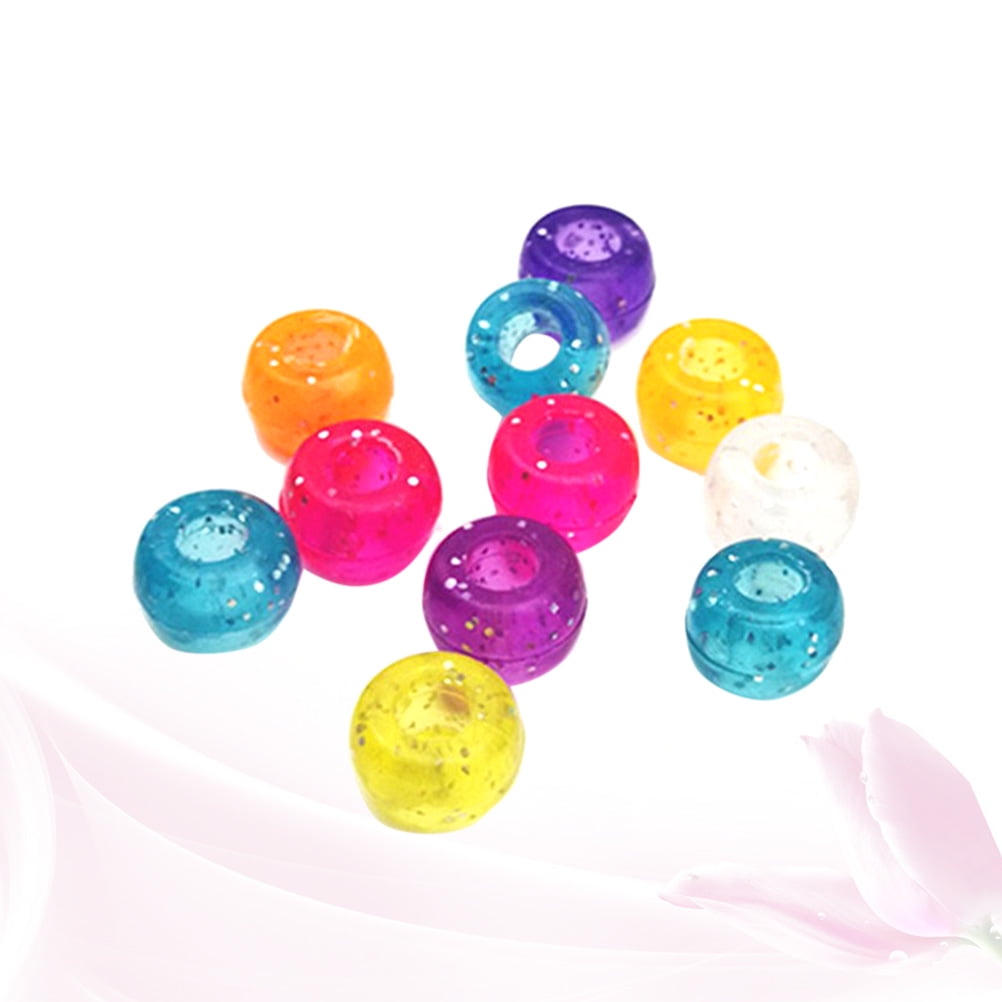500pcs Colorful Glitter Plastic Beads for DIY Jewelry Puzzle Handmade ...