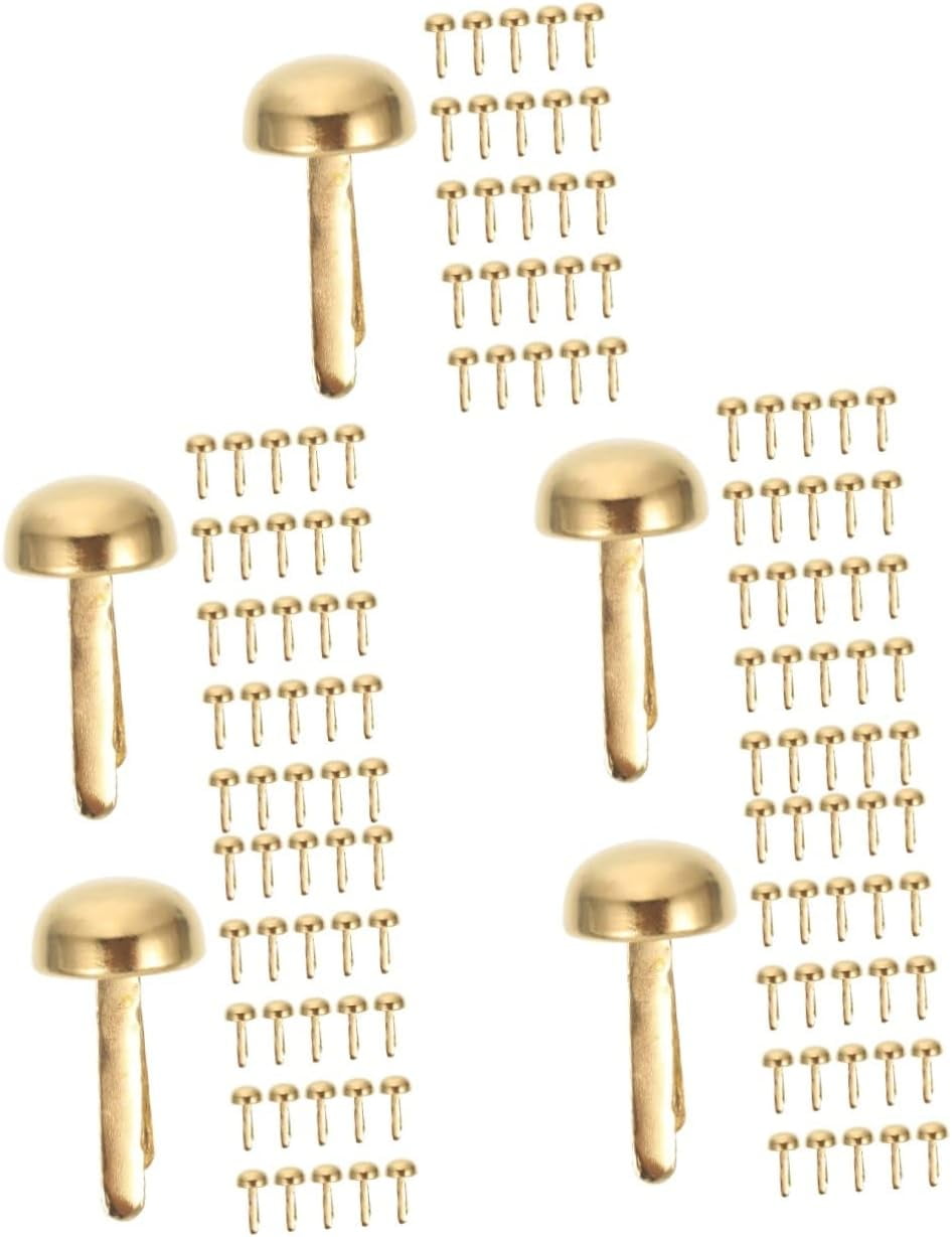 500 Pcs Decorative Nails Brass Fasteners Hand Decor Pearl Decor Two Legged Horn Metal Brads ...