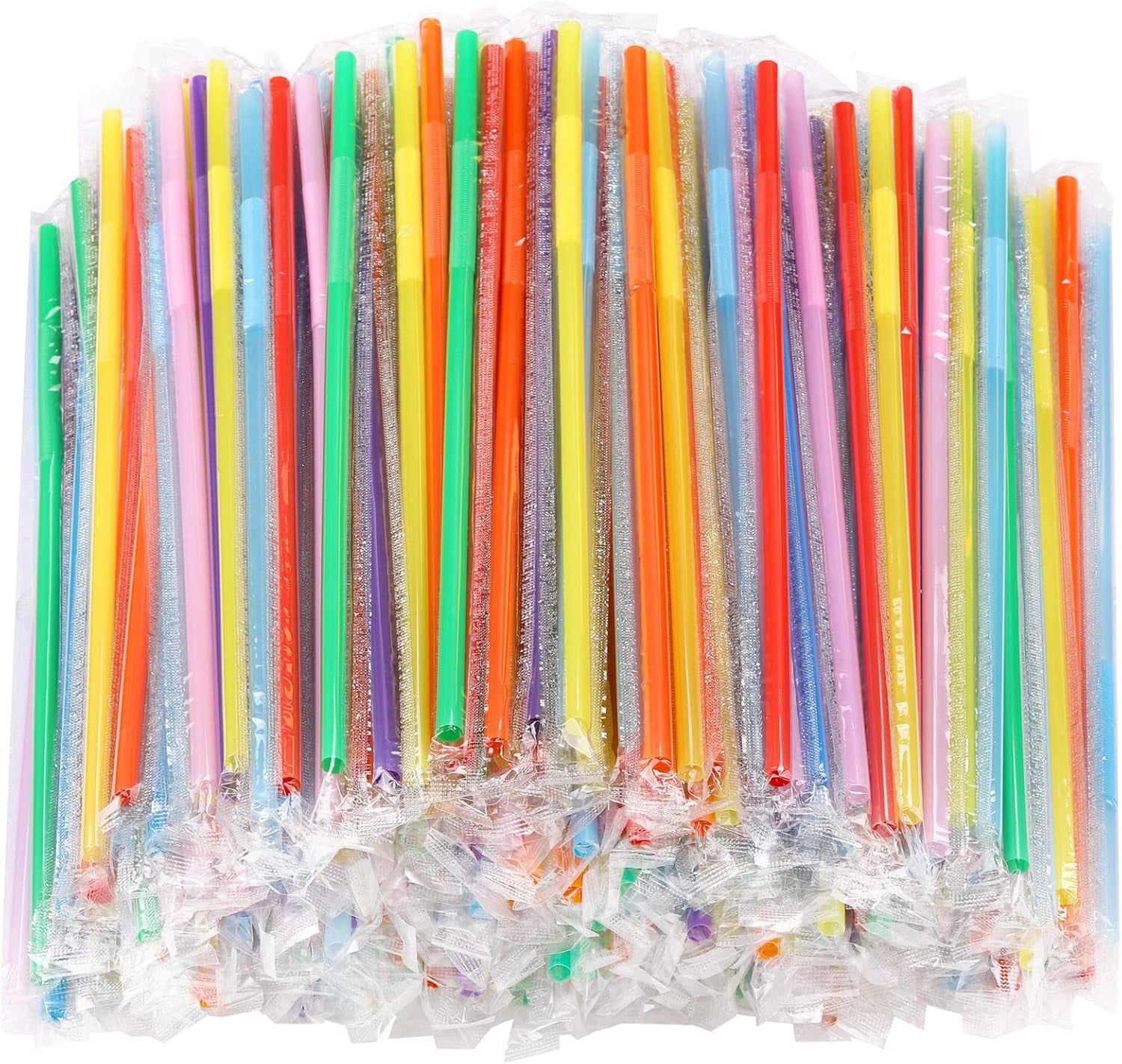 500 Pcs Flexible Disposable Plastic Drinking Straws, Individual Package ...