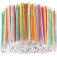 500 Pcs Flexible Disposable Plastic Drinking Straws, Individual Package ...