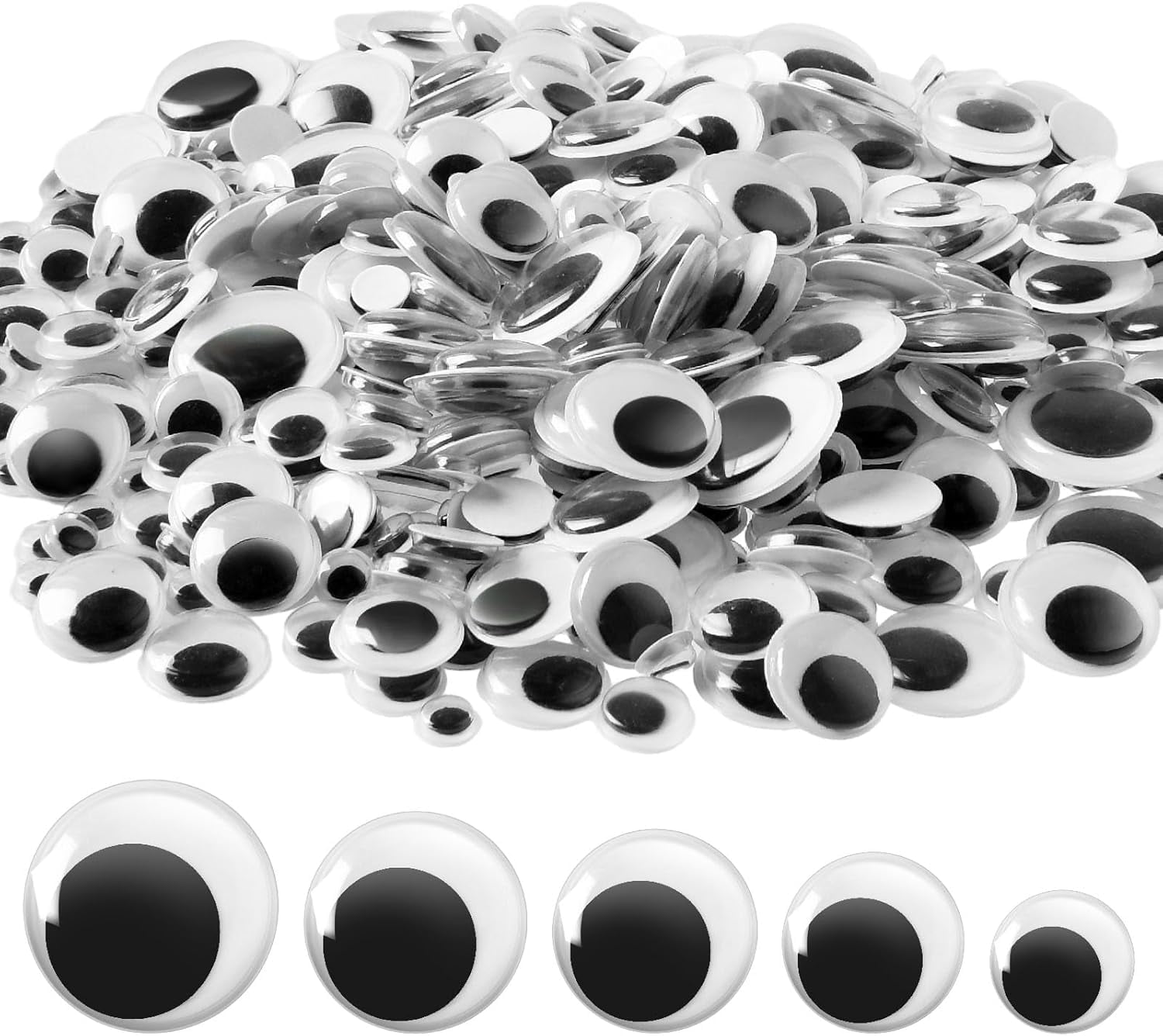 500 Pcs Google Eyes for Crafts, Black White Wiggle Googly Eyes Self Adhesive Googly Eyes Sticky ...