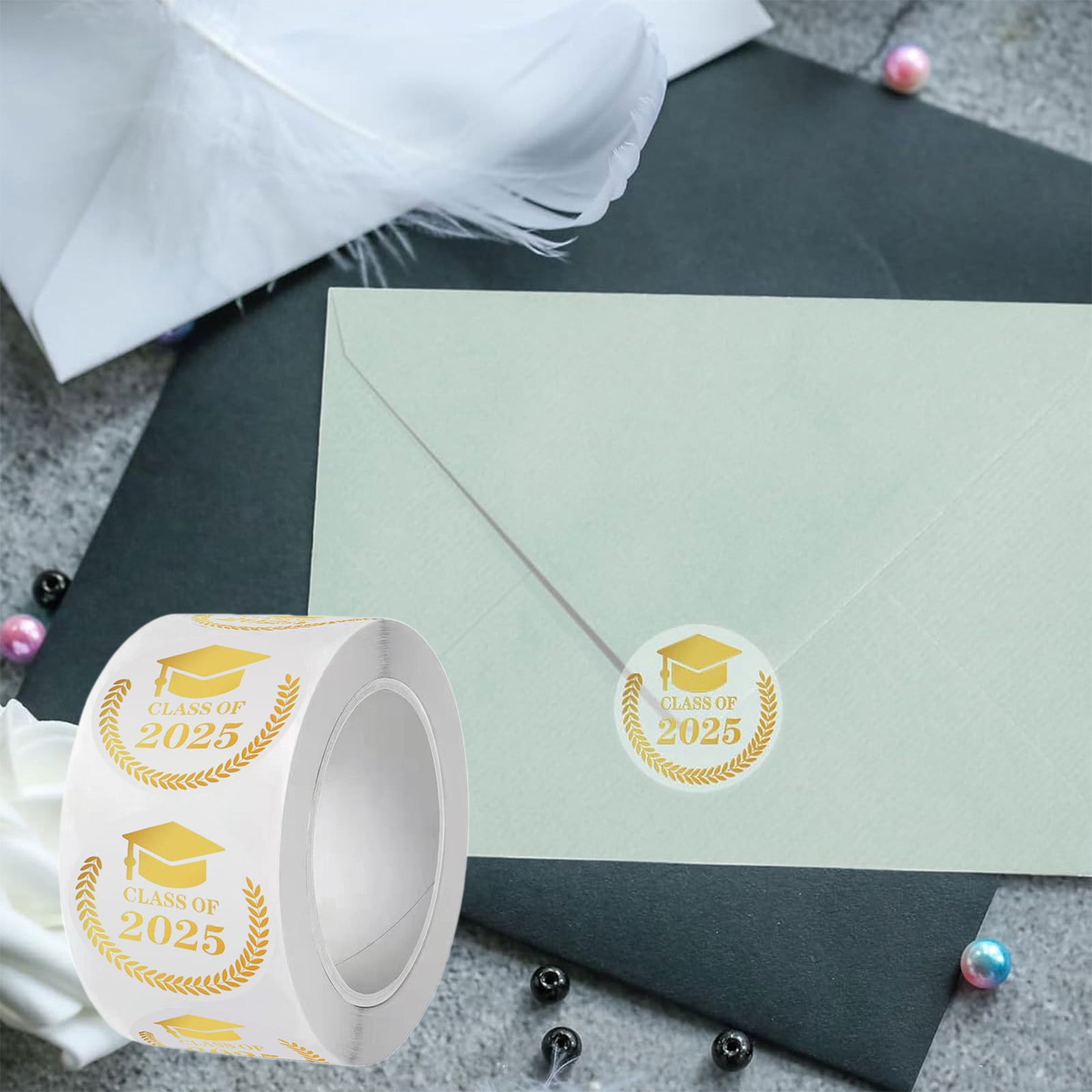 500 Pcs Graduation Stickers, 1 In Round Gold Foil Class of 2025 ...