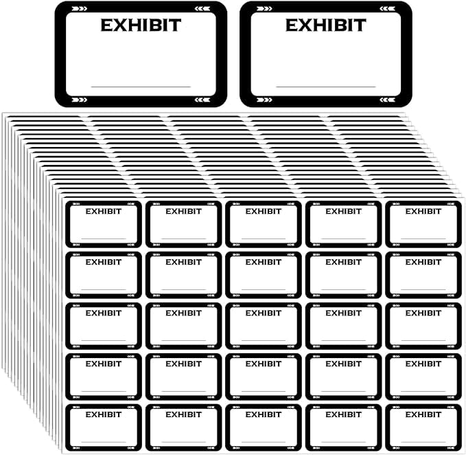 500 Pcs Legal Exhibit Labels 1.65 x 1 Inches White Exhibit Labels ...