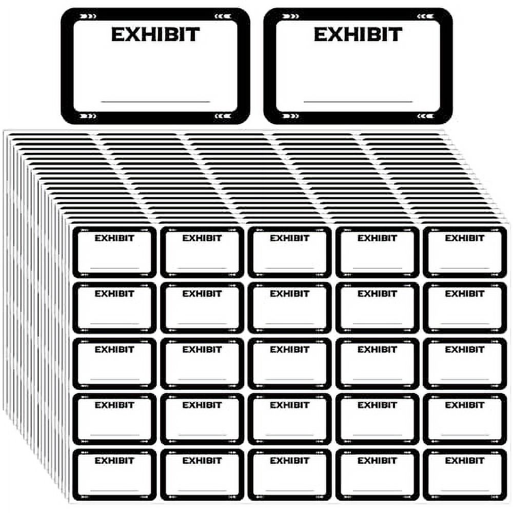 500 Pcs Legal Exhibit .. Labels 1.65 x 1 .. Inches White Exhibit Labels ...