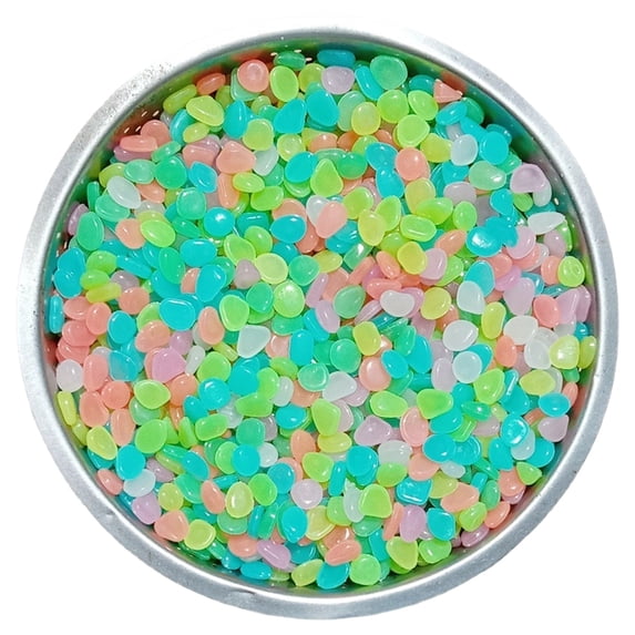 500 Pcs Luminous Stones Glow In The Dark Pebbles Illuminated By A Light ...