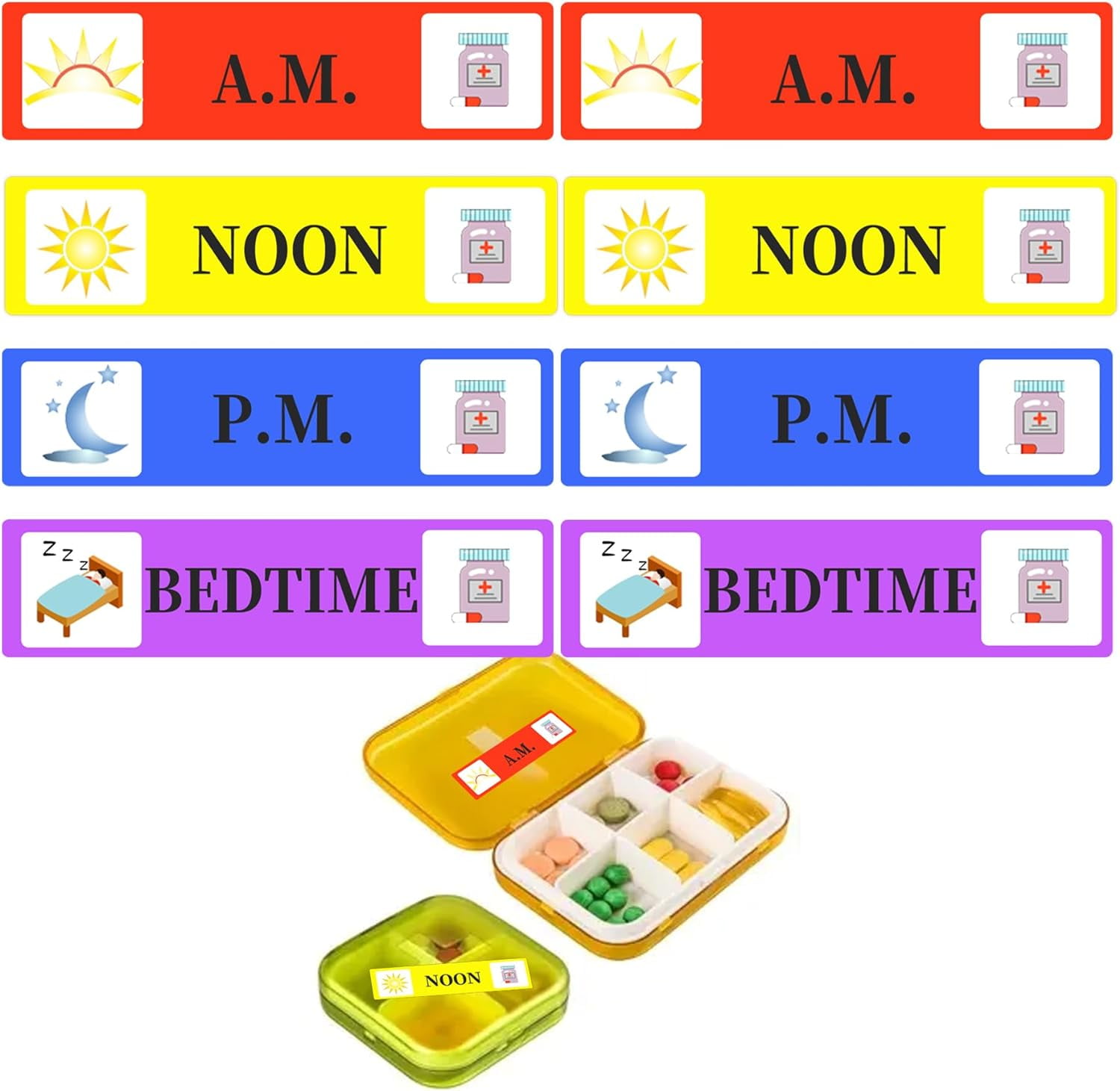 500 Pcs Medicine Stickers Medication Instruction Labels AM NOON PM ...