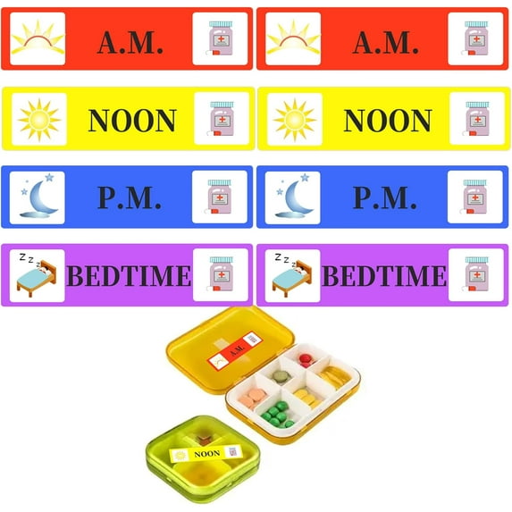 500 Pcs Medicine Stickers Medication Instruction Labels AM NOON PM ...