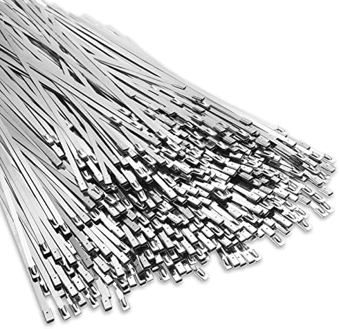 500 Pcs Metal Zip Ties 304 Stainless Steel Zip Ties Heavy Duty Self ...