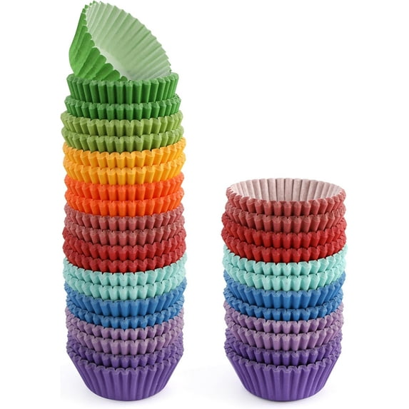 [500 Pcs] Mini Cupcake Liners for Baking, Colorful Muffin Liners, Food ...