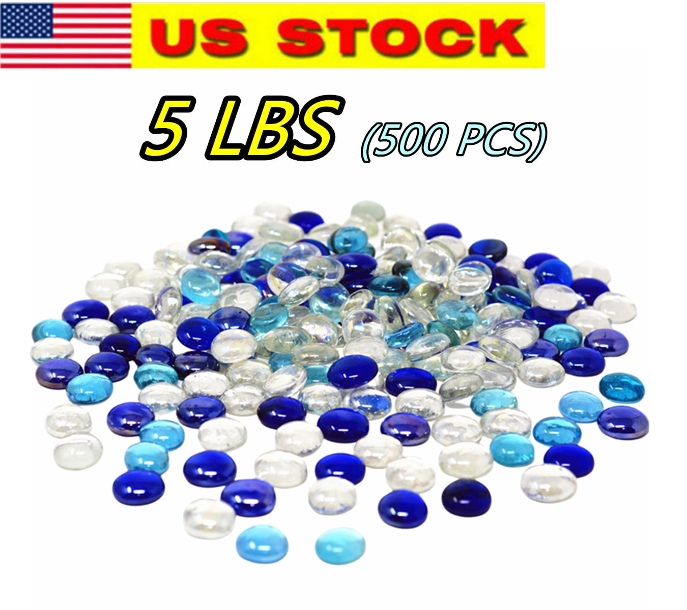 500 Pcs Mixed Color Glass Gems, Pebbles, Mosaic Tiles, Marbles Vase ...