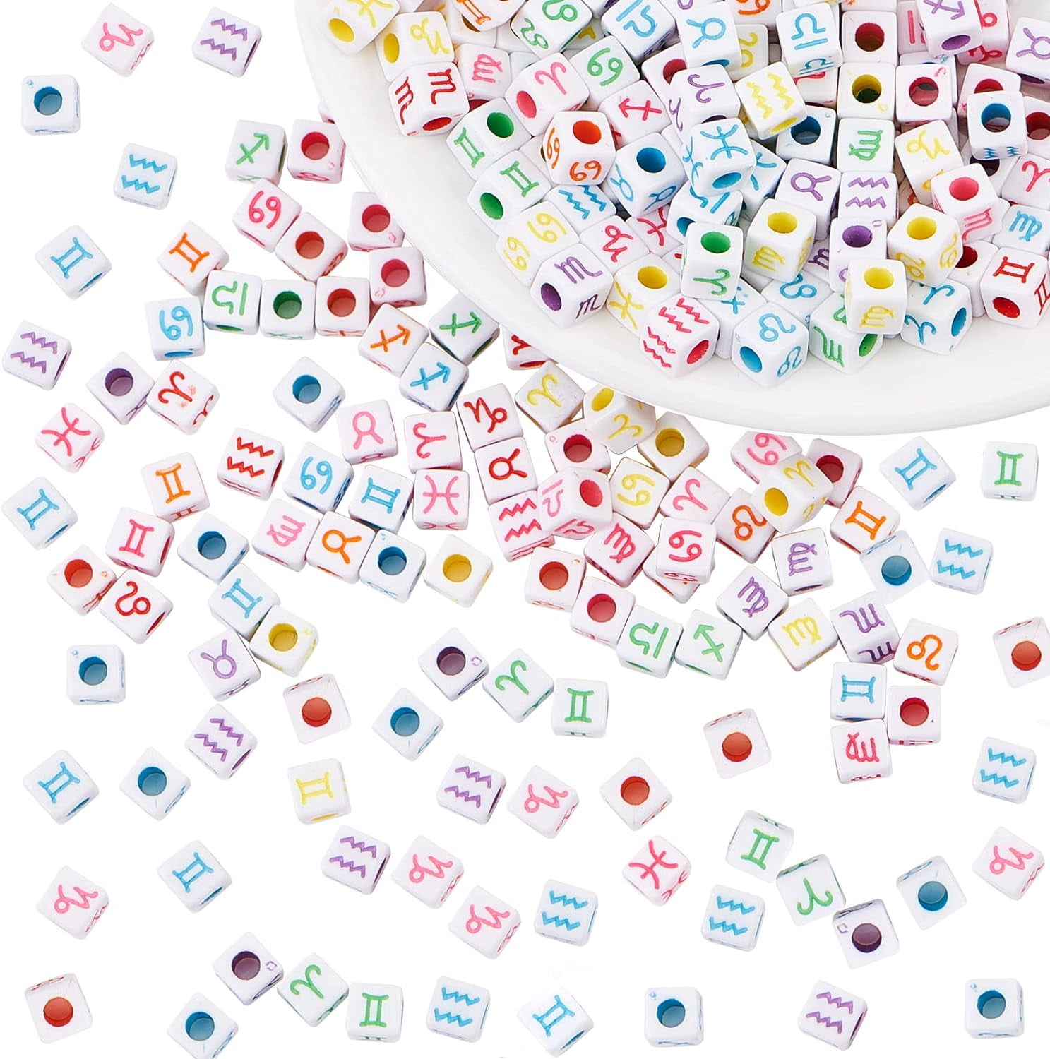 500 Pcs Mixed Colors Acrylic European Beads Constellation,Zodiac Sign ...