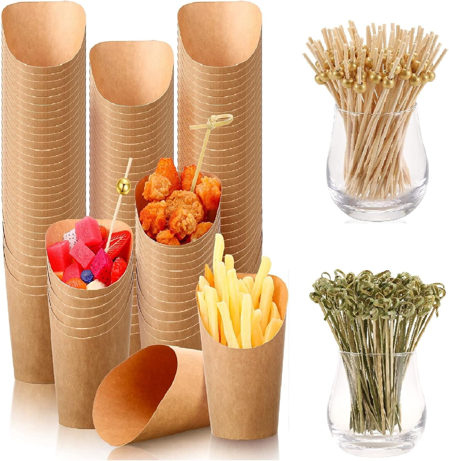 500 Pcs Paper Charcuterie Cups Disposable Set Include 100 Kraft Paper ...