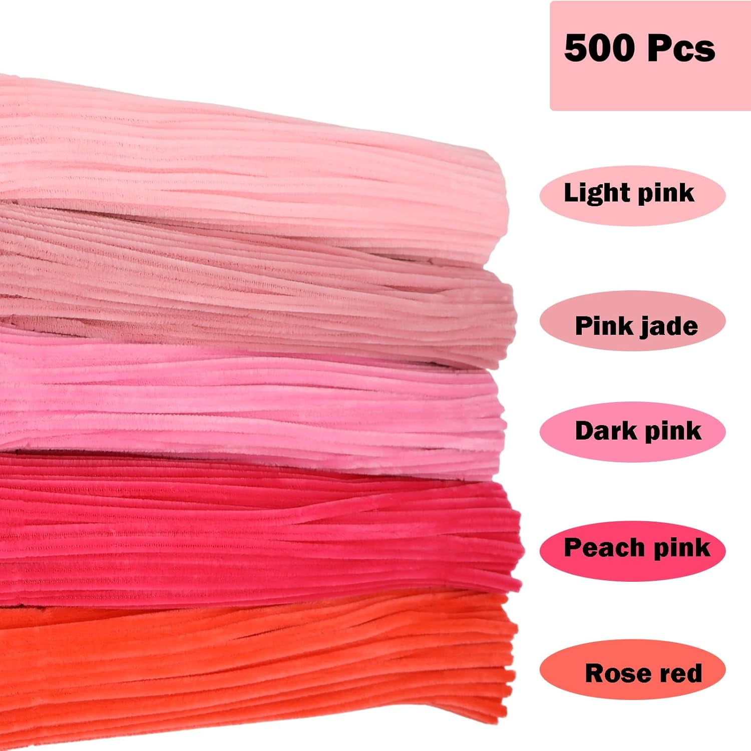 500 Pcs Pink Series Pipe Cleaners Set, Fluffy Chenille Stems for ...