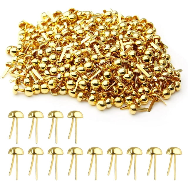 Walmart 500 Pcs 0.24 Inch Gold Mini Brads, Round Head Paper Fasteners ...