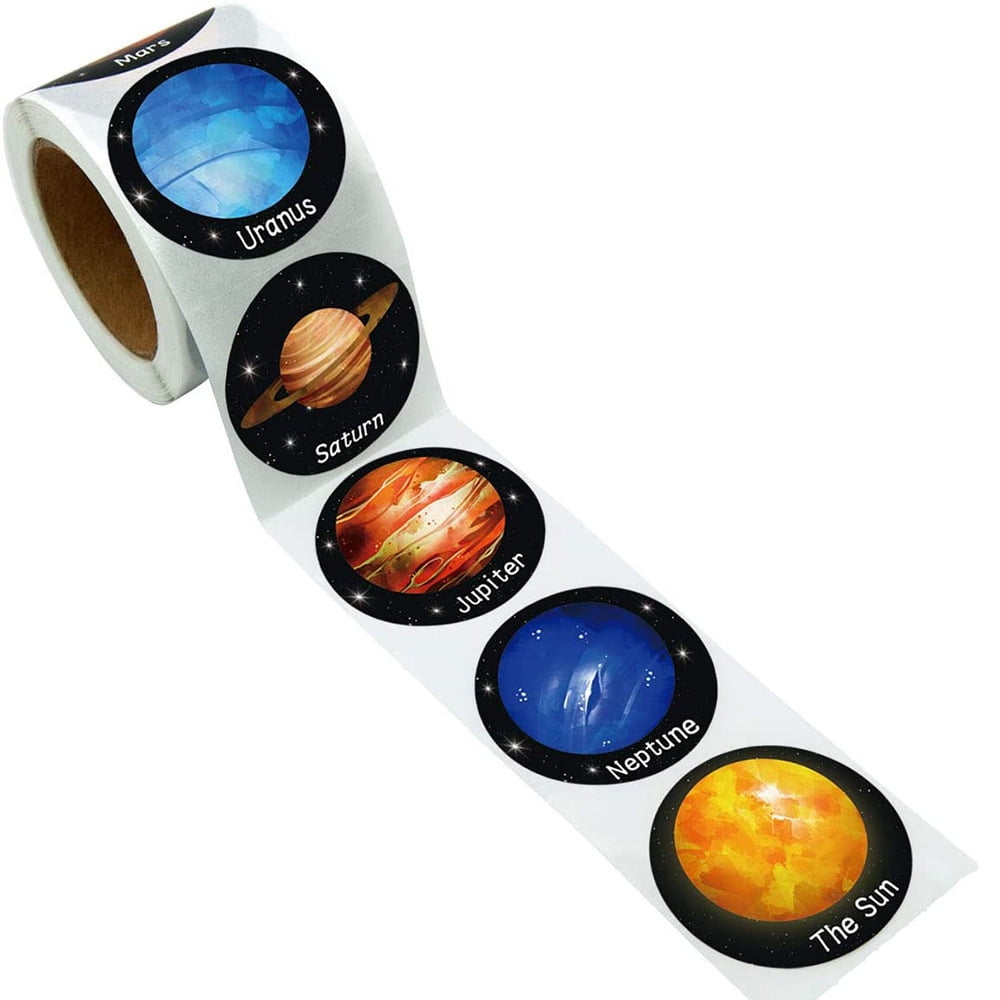 500 Pcs Solar System Stickers Educational Planets Roll Stickers Bulk ...