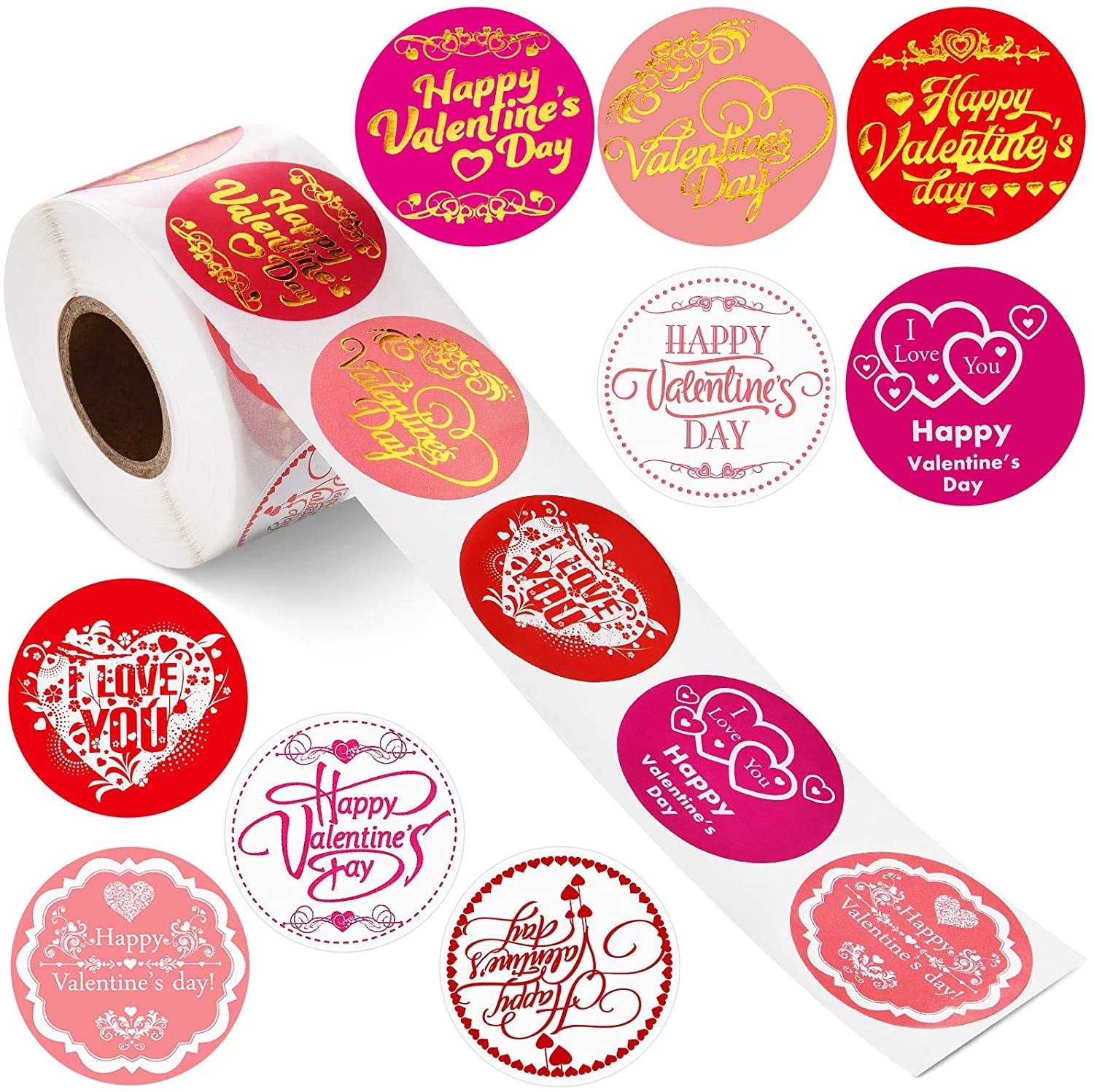 500 Pcs Valentine Stickers Valentines Day Decoration Rolls Love Gift ...