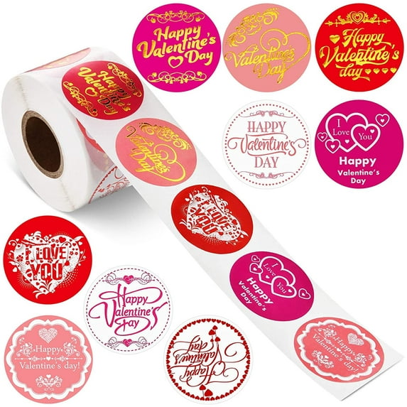 500 Pcs Valentine Stickers Valentines Day Decoration Rolls Love Gift ...