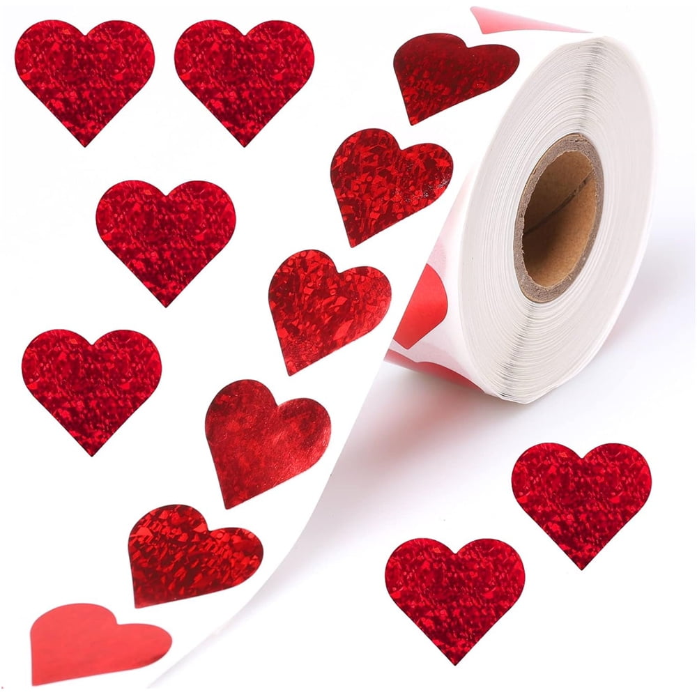 500 Pcs Valentines Red Heart Envelopes Stickers,Glitter Love Paper ...