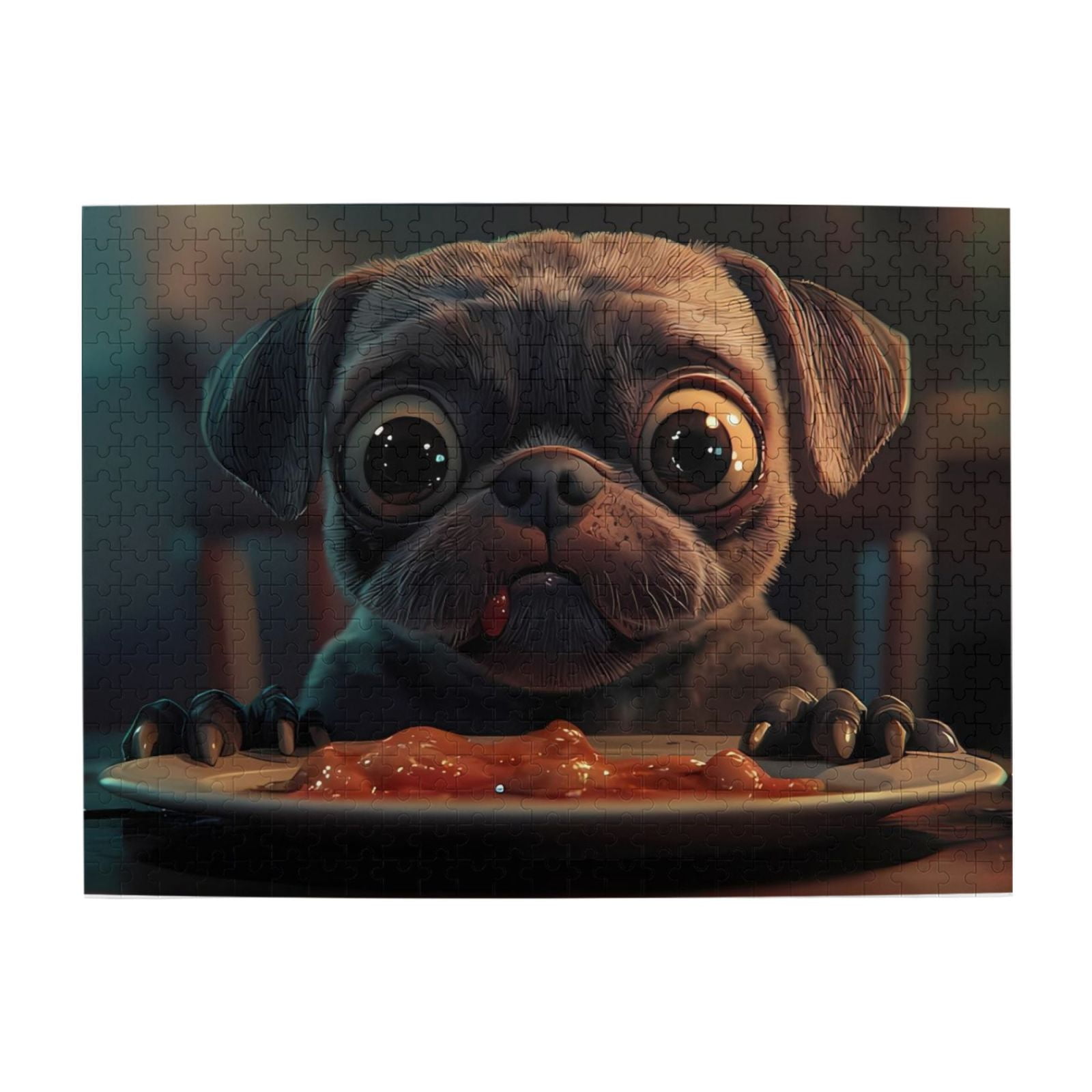 500 Piece Adorable BigEyed Pug Dog Jigsaw Puzzle For Adults – Cute ...