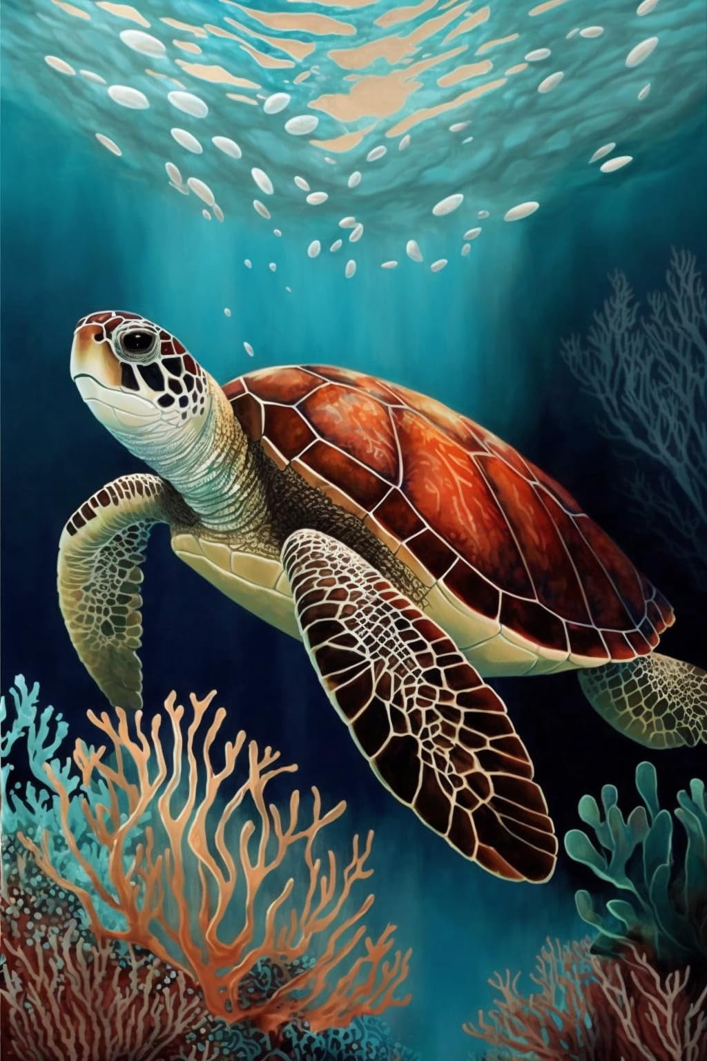 500 Piece Adult Jigsaw Puzzle - Painted Sea Turtle Wooden Rounded ...