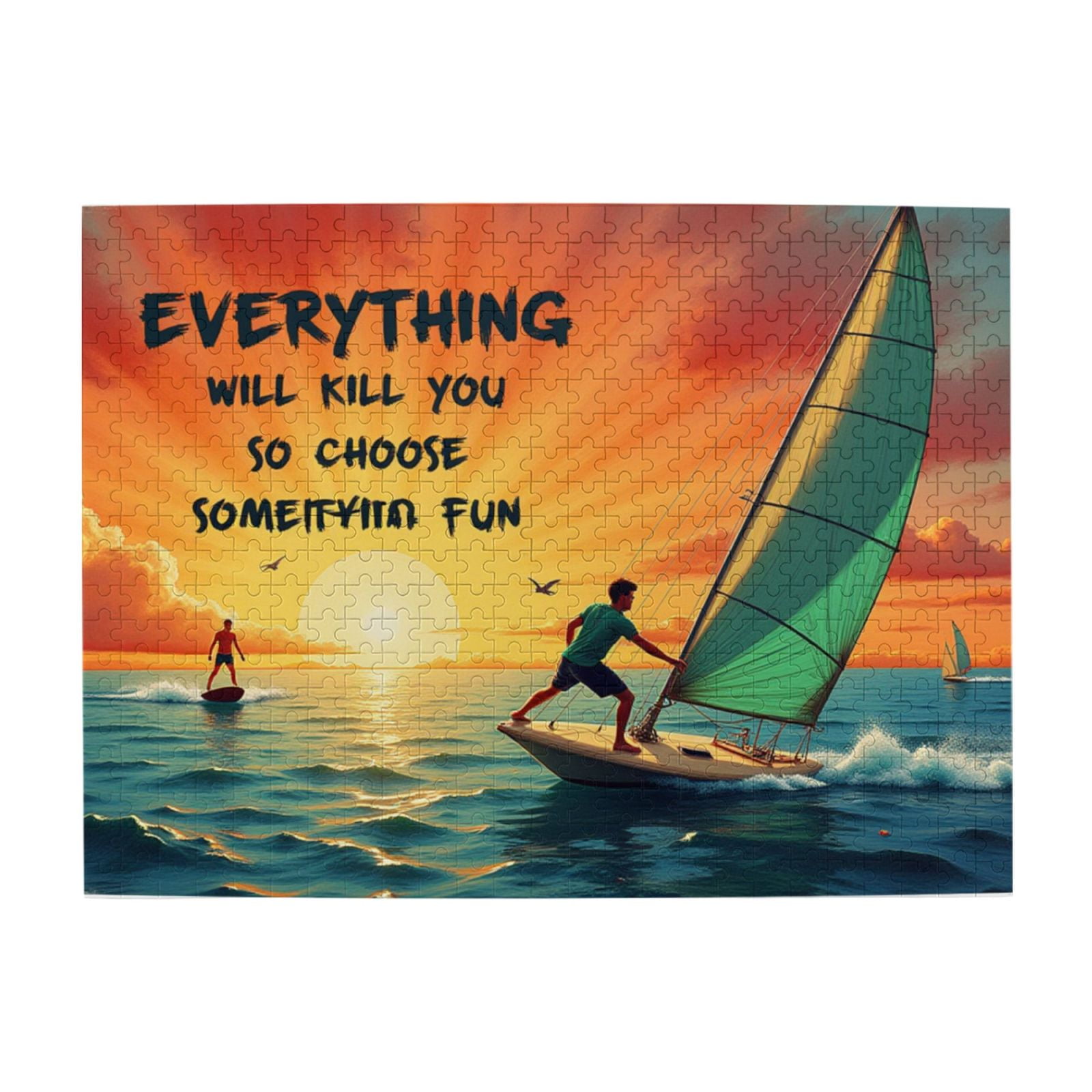500 Piece Adult Jigsaw Puzzle Sunset Sailboat Challenging & Relaxing ...