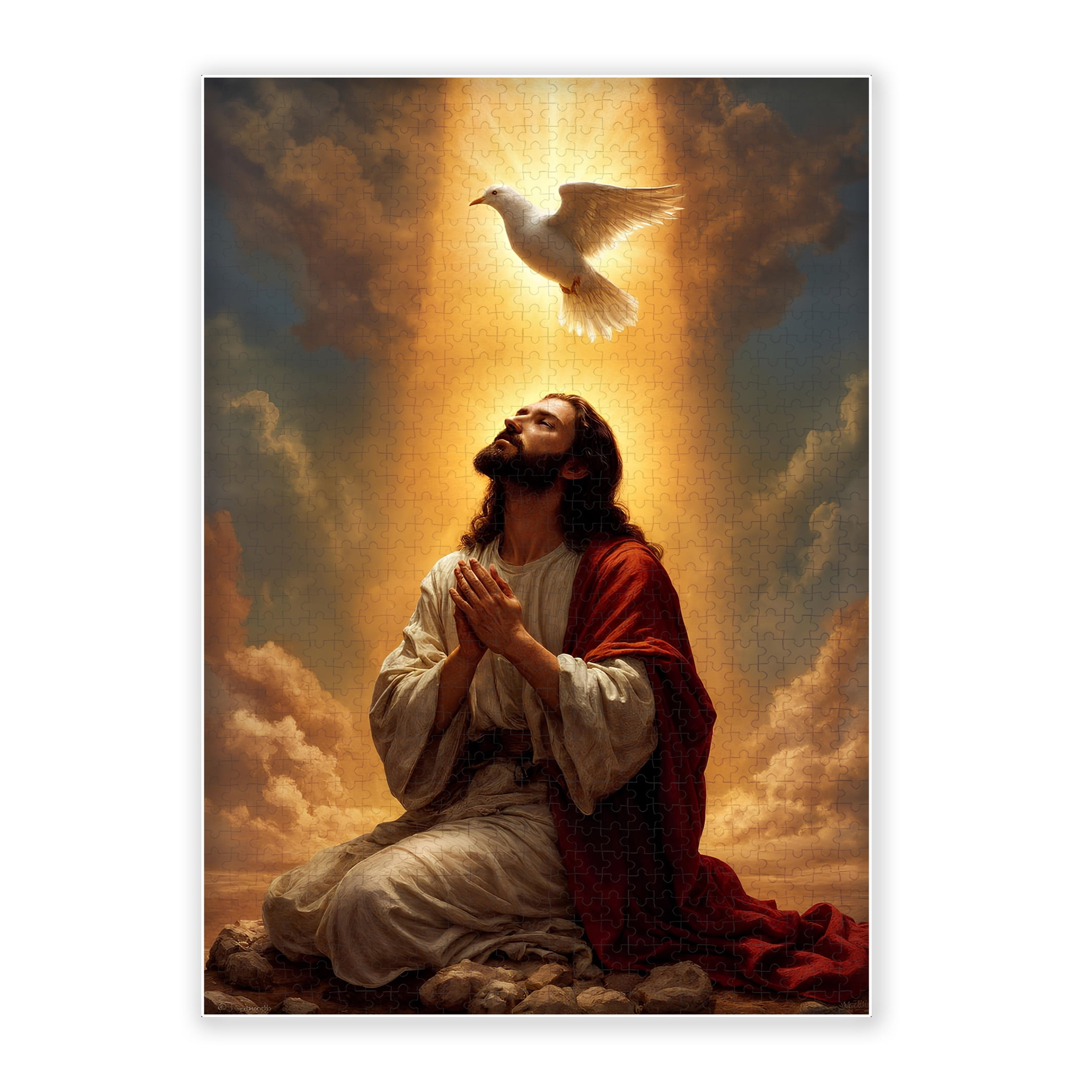 500-Piece Adult Wood Jigsaw Puzzle, Jesus Praying with Holy Spirit Dove ...
