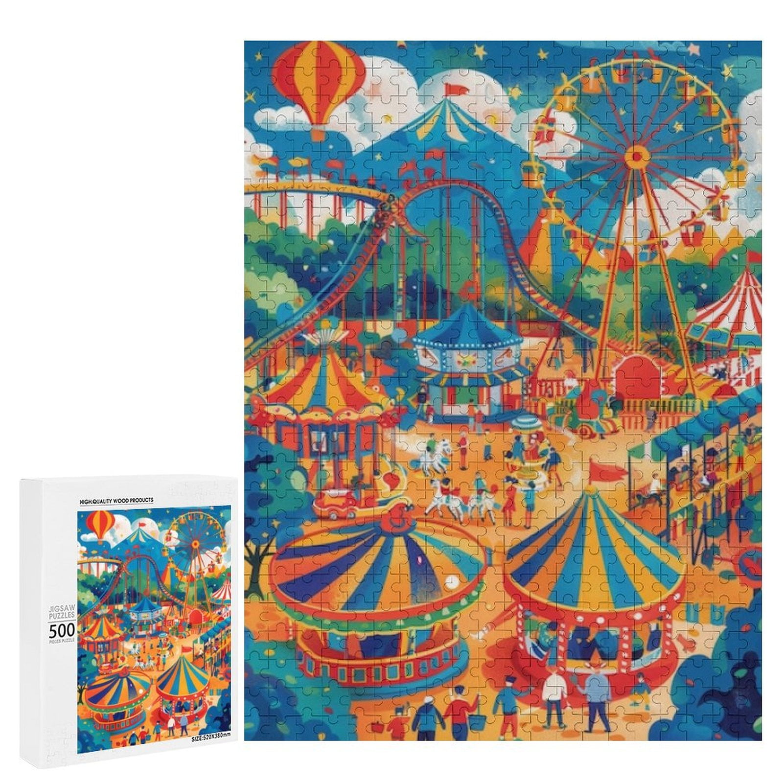 500-Piece Amusement Park Puzzle for Adults & Kids, Fun Family Activity ...