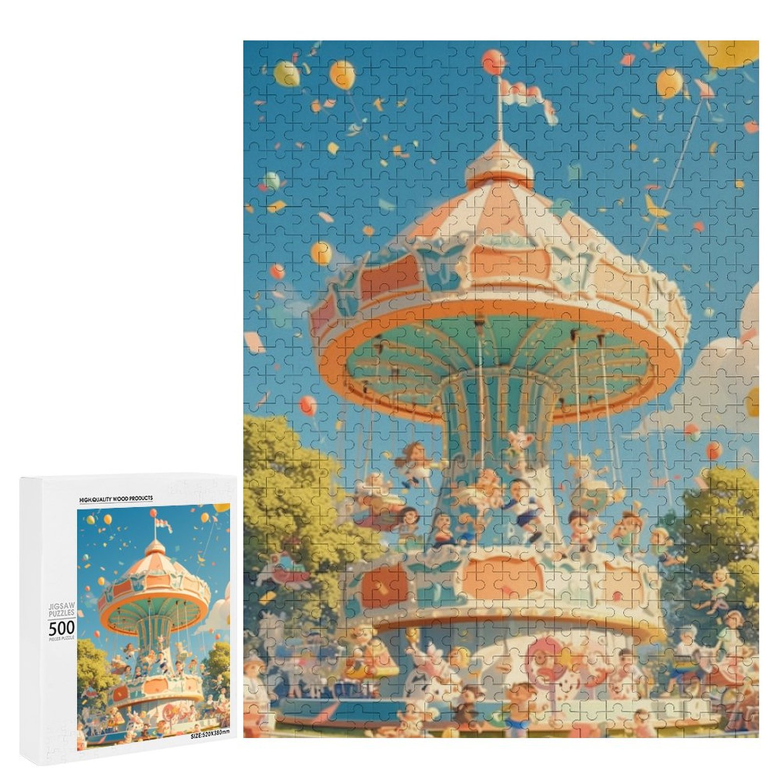 500-Piece Amusement Park Puzzle for Family Game Nights – Fun for Adults ...