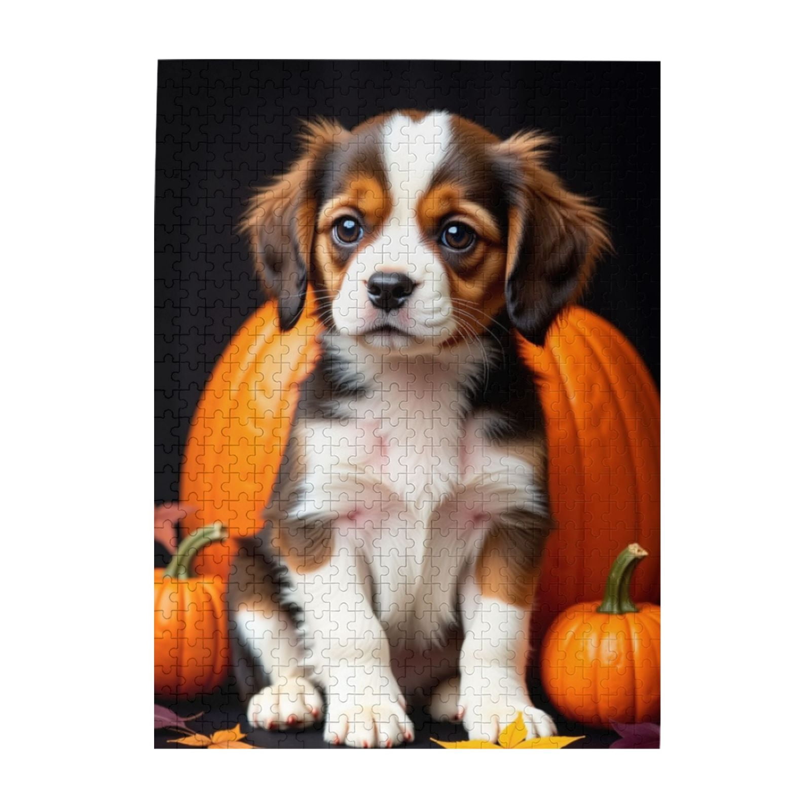500 Piece Autumn Puppy Jigsaw Puzzle For Adults Cute Dog With Pumpkins ...