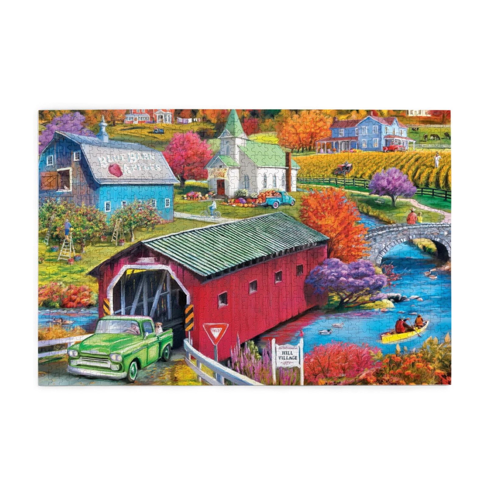 500 Piece Autumn Village Bridge Jigsaw Puzzle Adult Puzzle Challenging ...