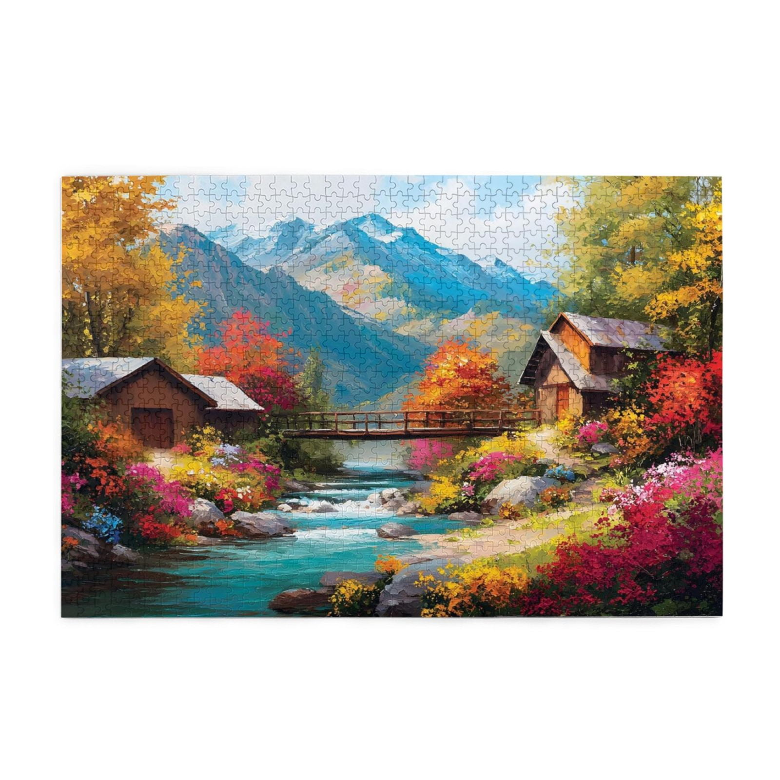 500 Piece Autumn Wooden Houses Jigsaw Puzzle Relaxing & Challenging ...