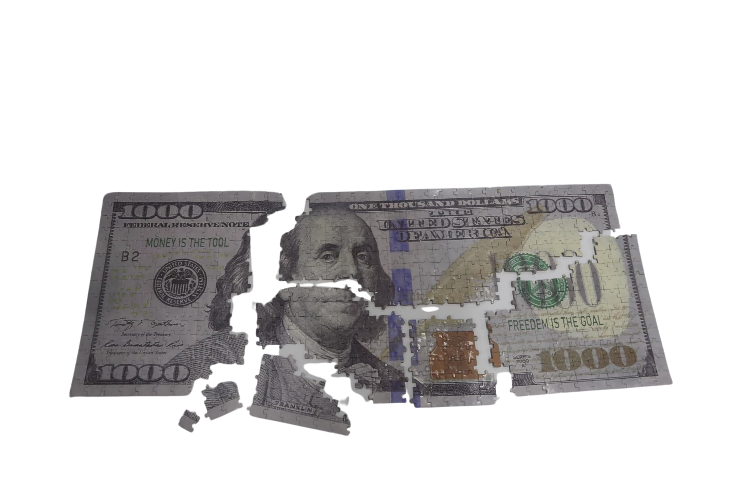 500-Piece Big Jigsaw Puzzle One Thousand AD01 Dollar Bill, 1,000 12x30 ...