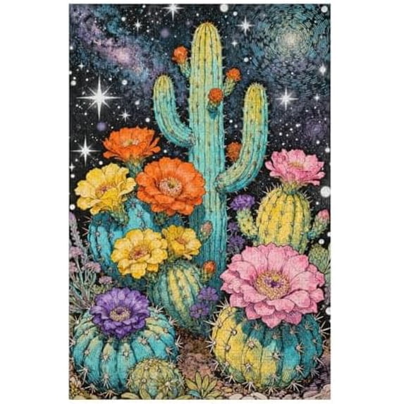 500 Piece Cactus Desert Botanical Artwork Puzzle for Adults – Modern ...