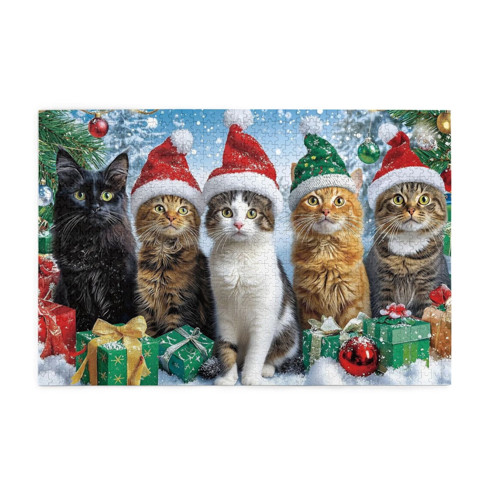 500 Piece Cats Christmas Snow Jigsaw Puzzle Challenging Adult Puzzle ...