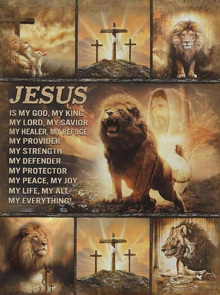 500 Piece Christian Lion Wall Art Jesus Quotes Wall Decor Lion of Judah ...