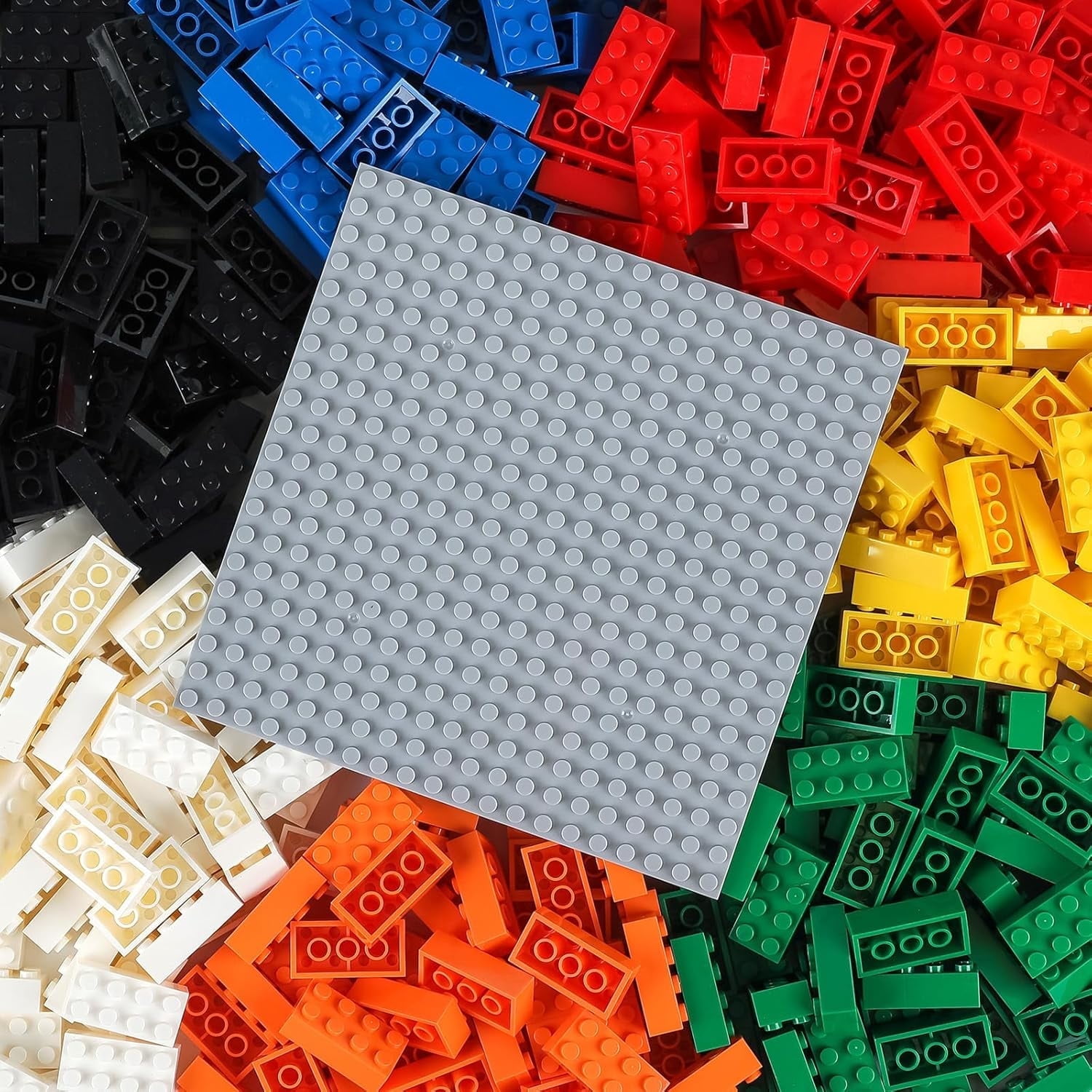 500 Piece Classic Building Bricks and 1 Gray Baseplate, 2x4 Bricks Bulk ...
