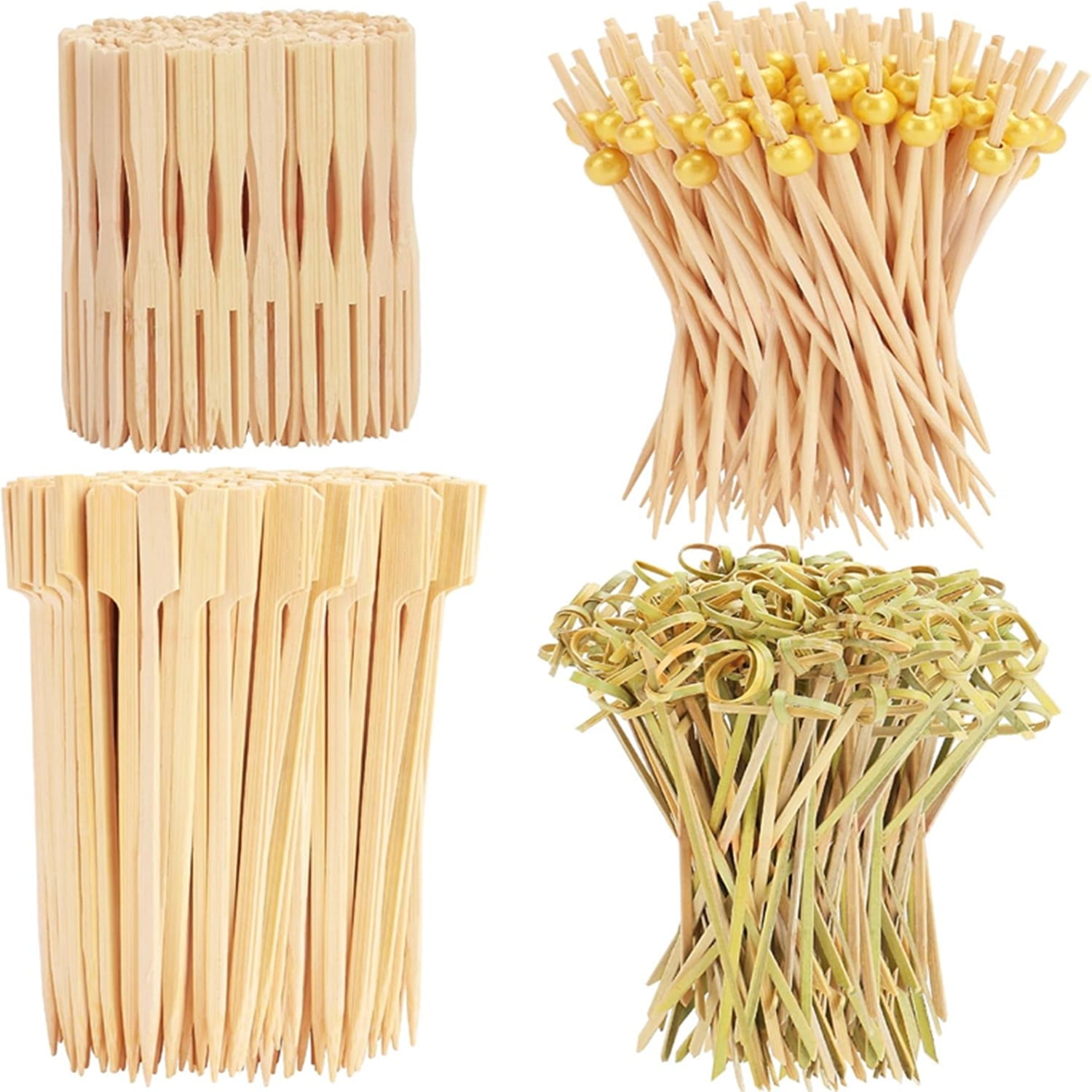 400-Piece Cocktail Picks Kit – 4 Decorative Styles, 3 Sizes Long Bamboo ...