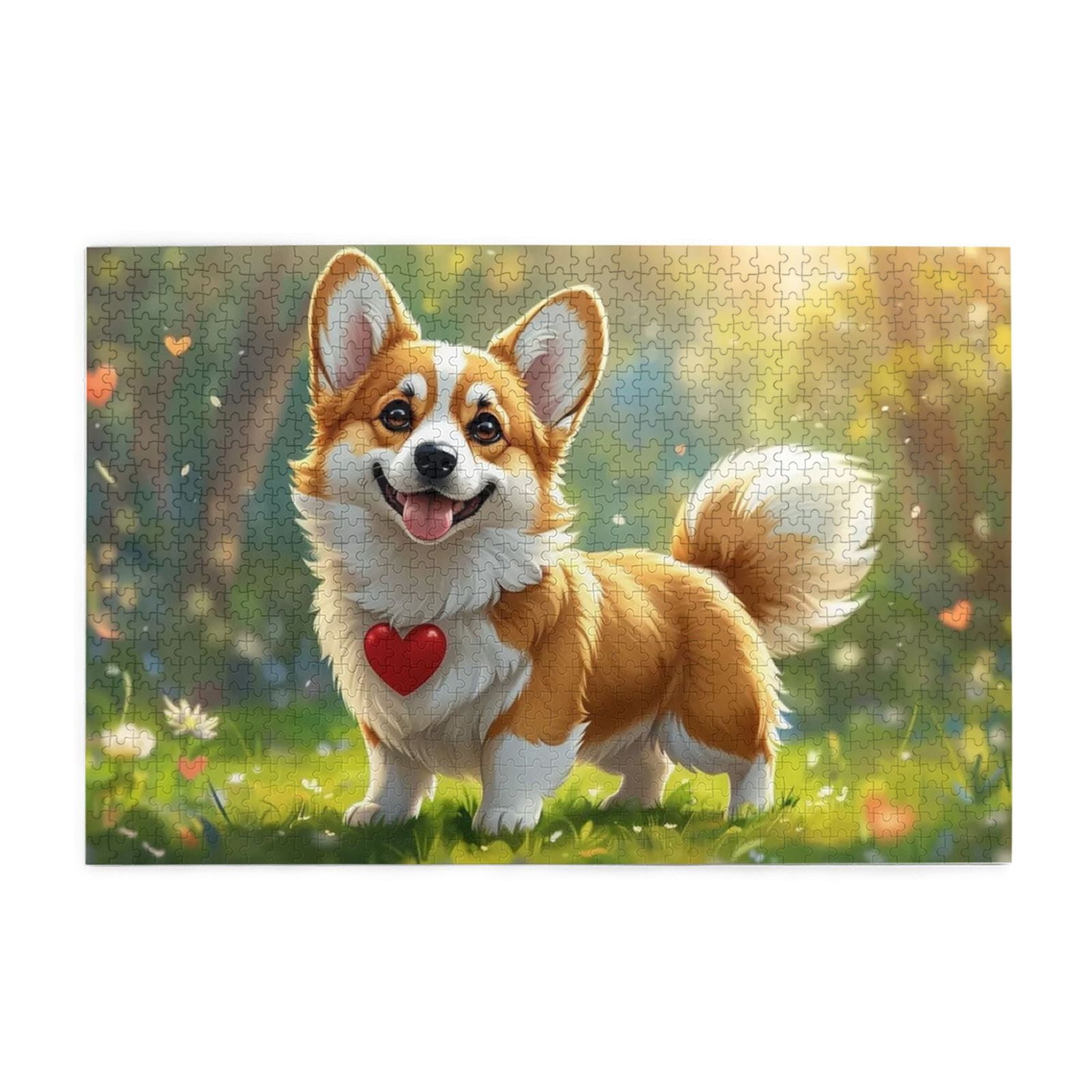 500 Piece Corgi Nature Heart Jigsaw Puzzle Relaxing & Challenging Brain ...