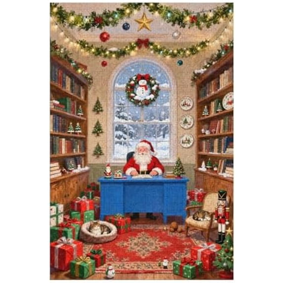 500 Piece Cozy Christmas Living Room Holiday Interior Artwork Puzzle ...