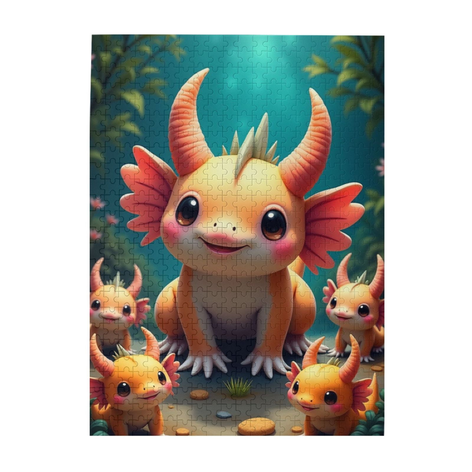 500 Piece Cute Axolotl Dragon Jigsaw Puzzle For Adults Challenging ...