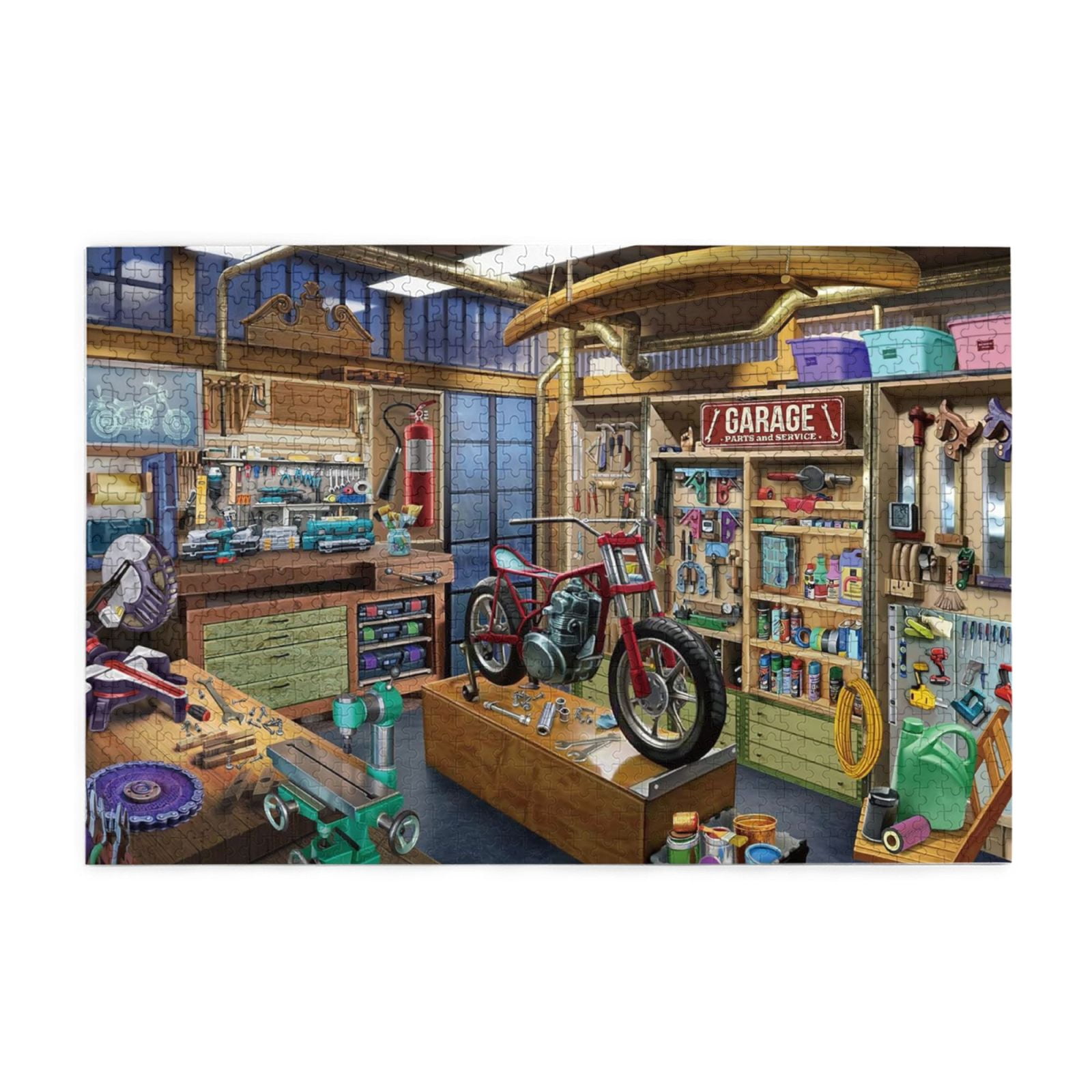 500 Piece Detailed Garage Workshop Jigsaw Puzzle For Adults – Vibrant ...