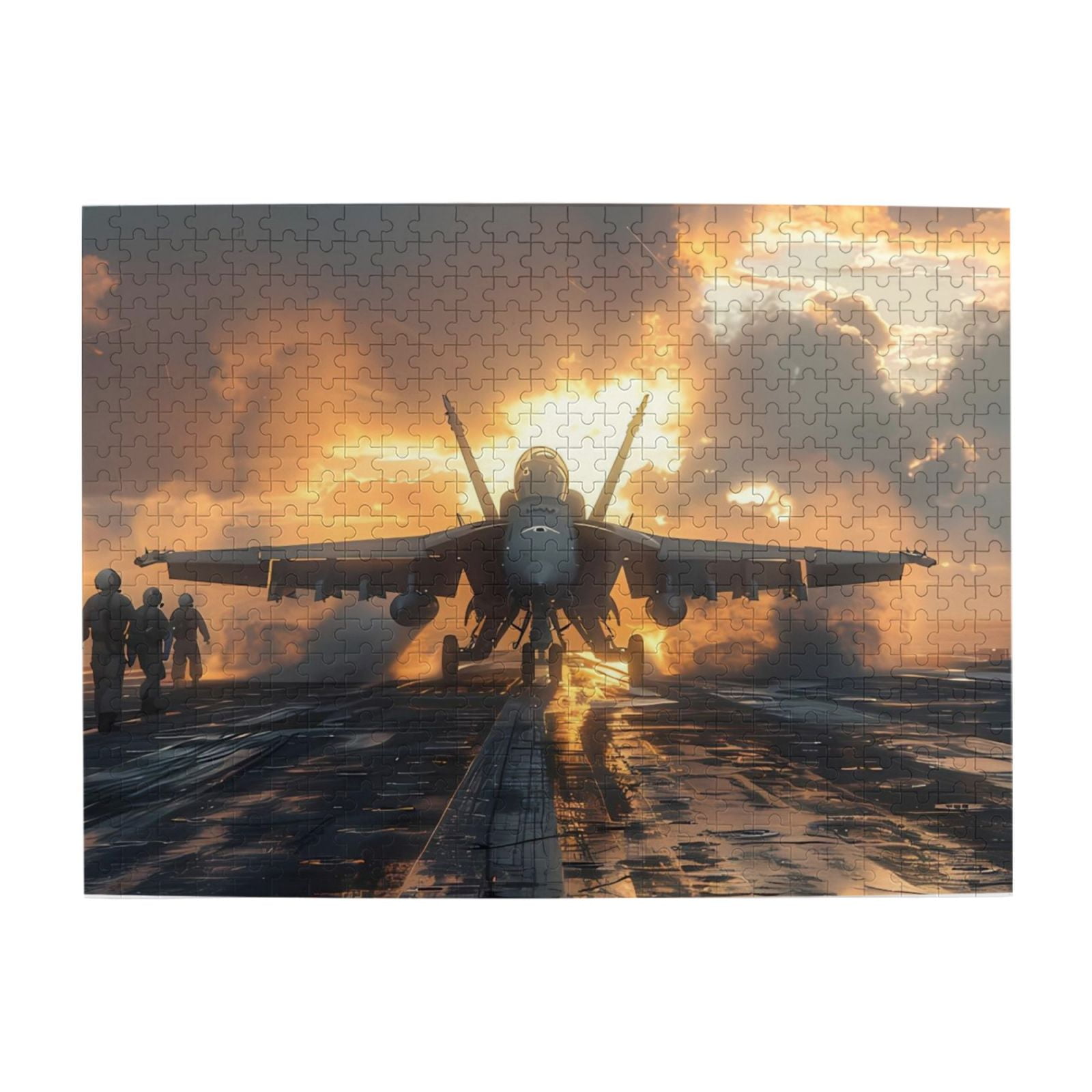 500 Piece Fighter Jet On Aircraft Carrier Jigsaw Puzzle For Adults ...