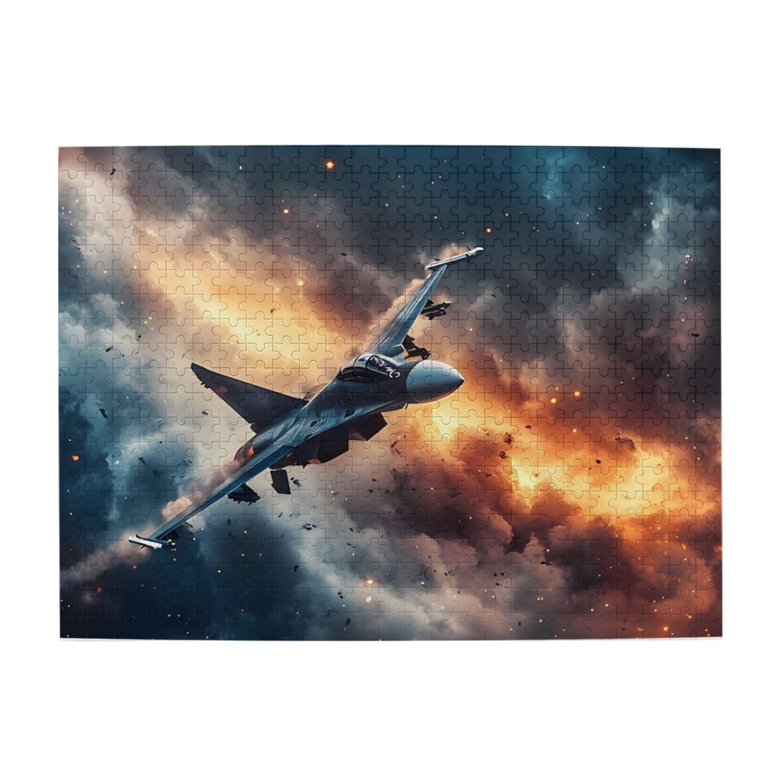 500 Piece Fighter Jet Jigsaw Puzzle For Adults – Vibrant Fiery Sky ...